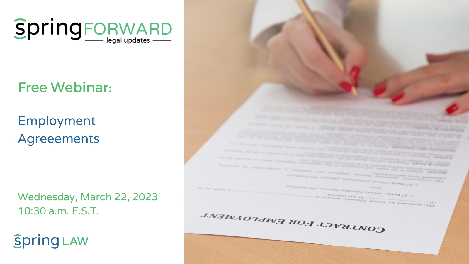 Free Webinar Employment Agreements Employment Human Rights Law In